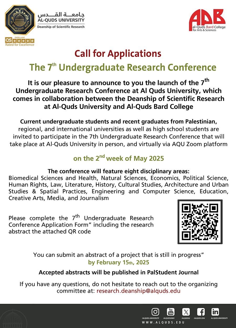 The 7th Undergraduate Research Conference - Al-Quds University